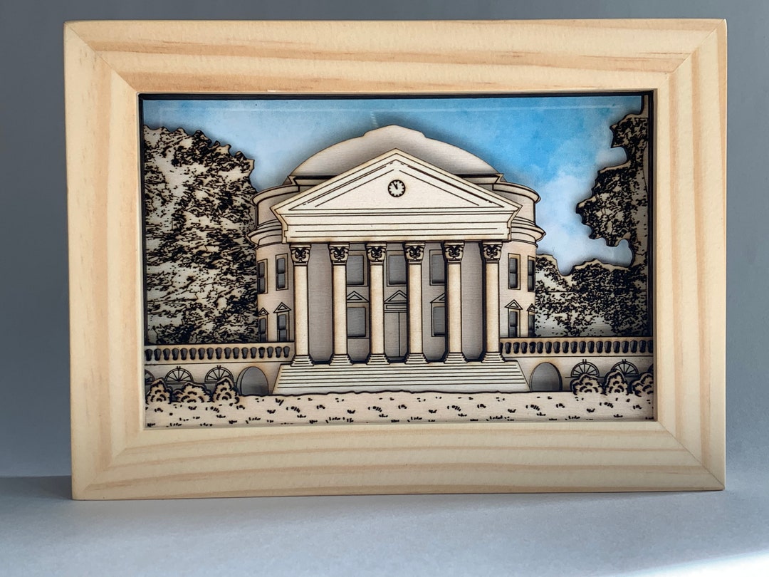 UVA Rotunda Framed Laser Cut Illustration 5x7 Wall or Desk - Etsy