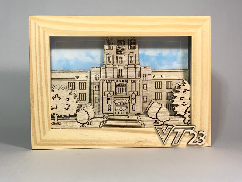 Virginia Tech Burruss Hall Frame Laser Cut Illustration - Etsy