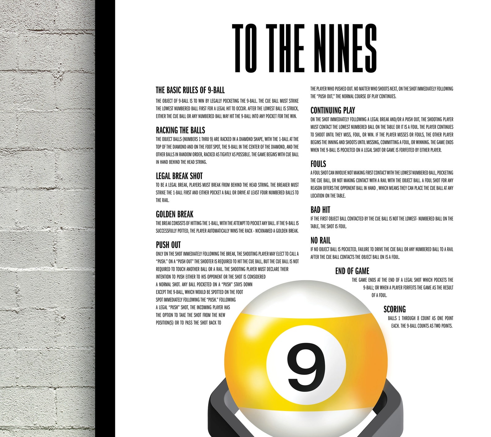 Pool Game Printable| Nine Ball | Rules of Nine Ball | Billiards ...