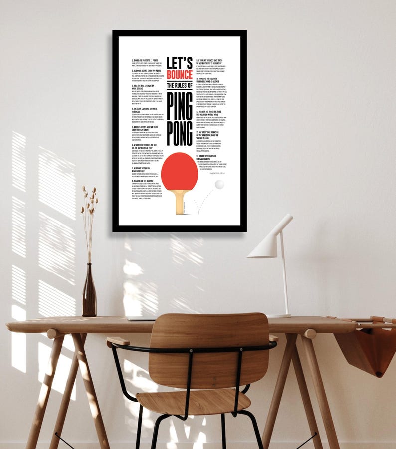 Ping Pong Game Printable | Rules of Ping Pong | Digital Downloadable Art | Game Print | Wall Art ...