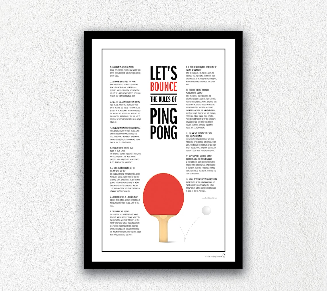 Ping Pong Game Printable Rules of Ping Pong Digital Downloadable Art ...