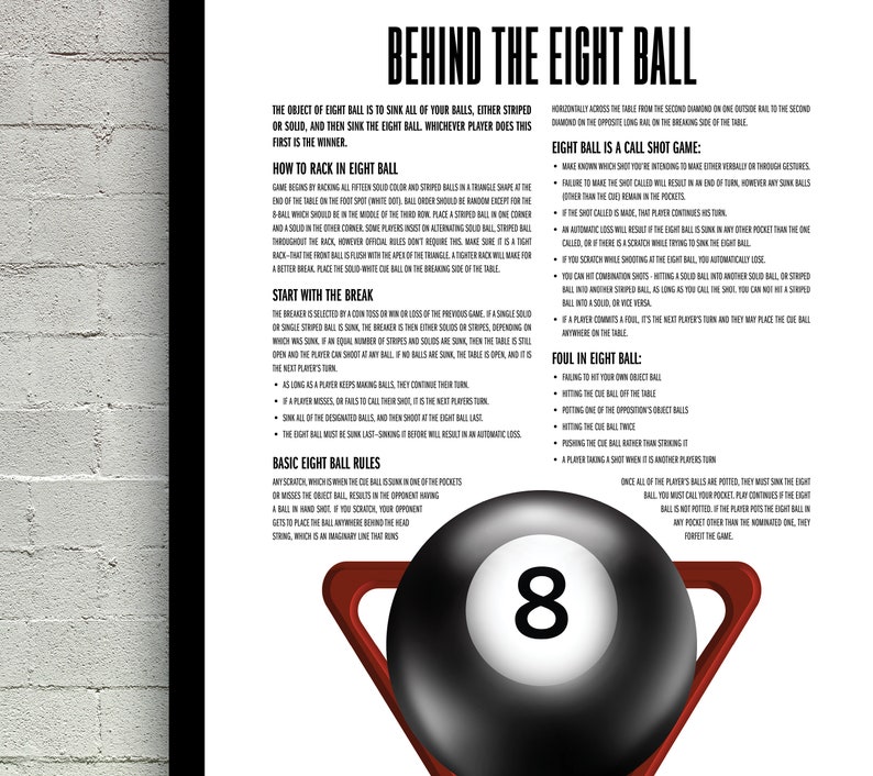 Pool Game Printable| Eight Ball | Rules of Eight Ball | Billiards ...