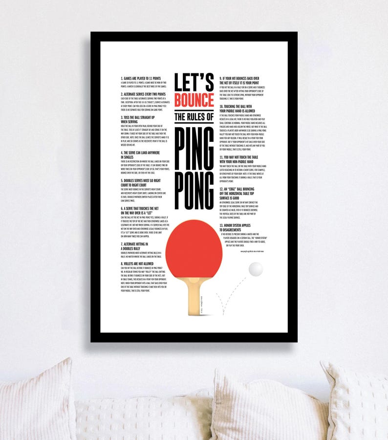 Ping Pong Game Printable | Rules of Ping Pong | Digital Downloadable Art | Game Print | Wall Art ...