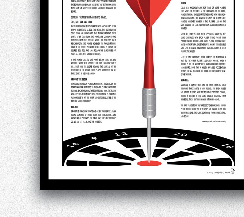 Darts Game Printable Darts Rules Of Darts Game Digital Downloadable
