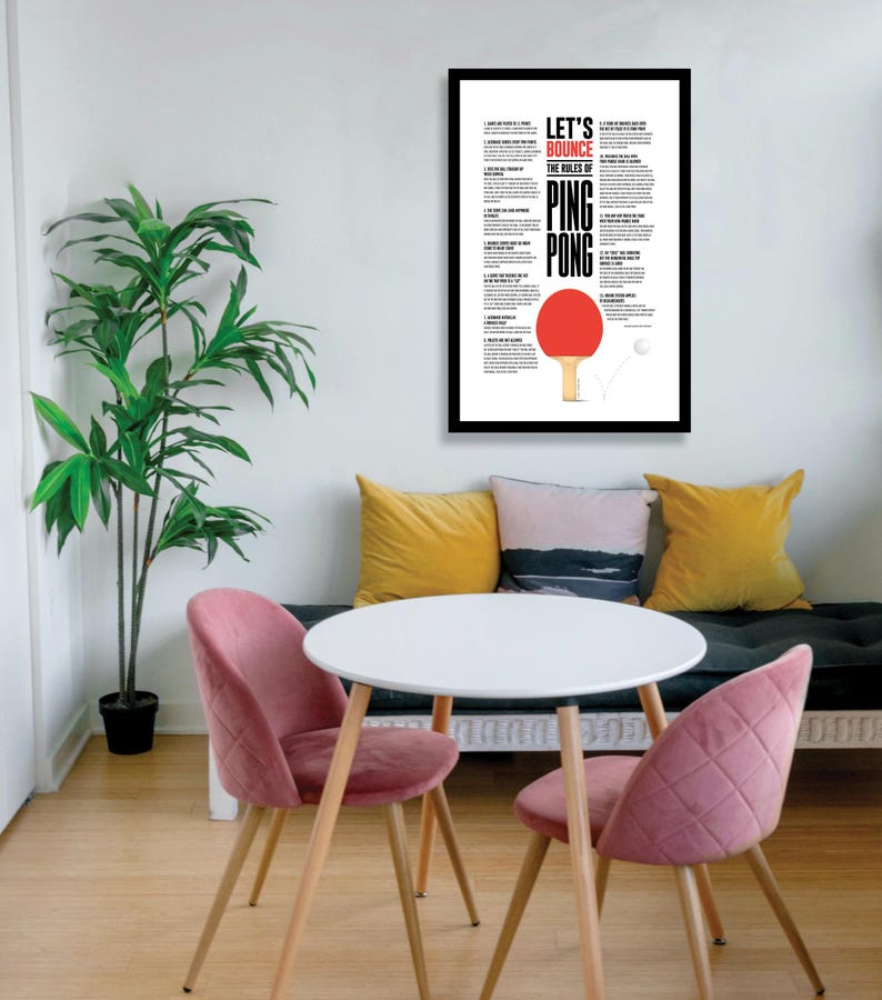 Ping Pong Game Printable | Rules of Ping Pong | Digital Downloadable Art | Game Print | Wall Art ...