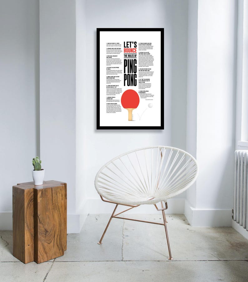 Ping Pong Game Printable | Rules of Ping Pong | Digital Downloadable Art | Game Print | Wall Art ...