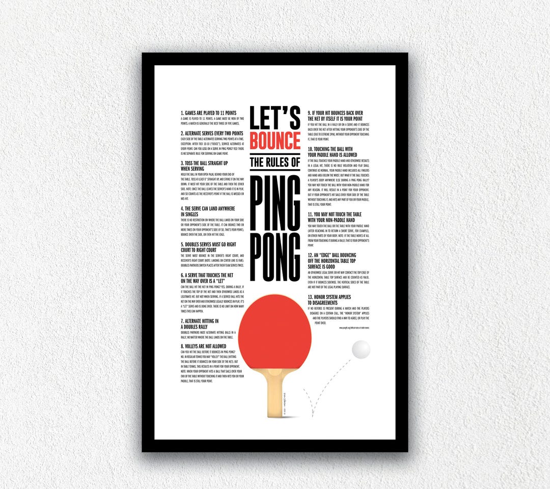 Ping Pong Rules Art Print | Game Room Wall Decor (digital Download) - Etsy