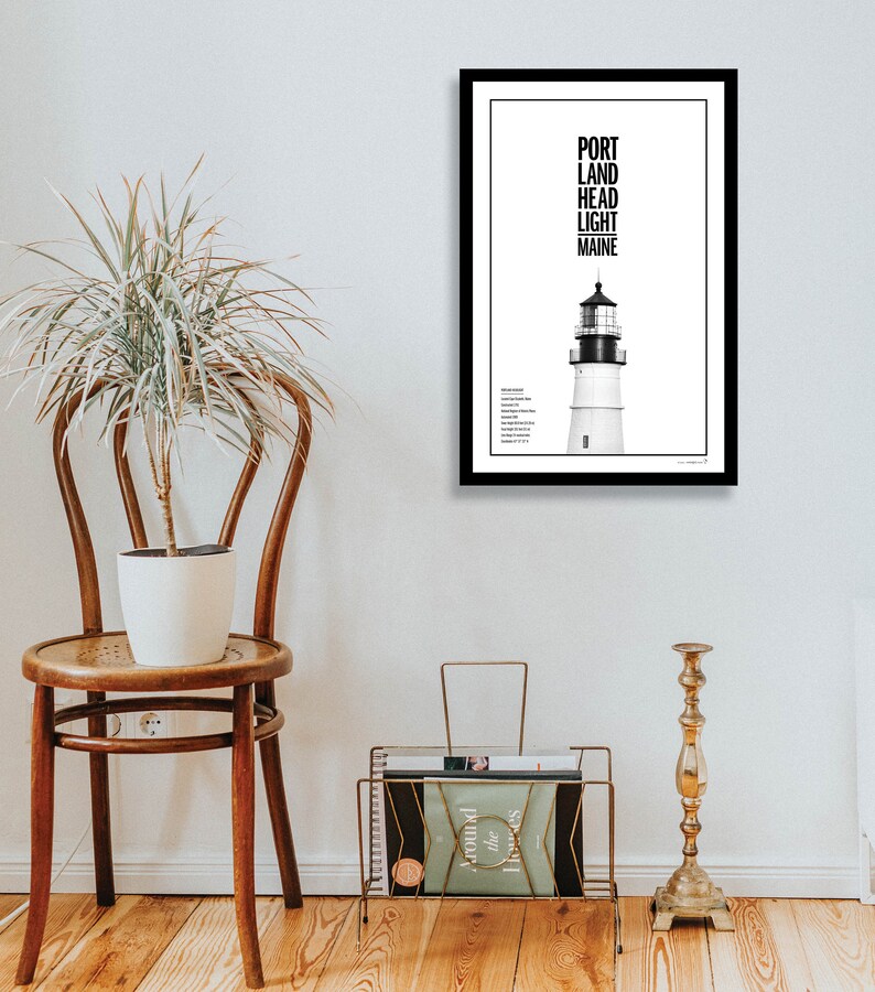 Portland Headlight Printable Original Lighthouse Sailing Decor Salt ...