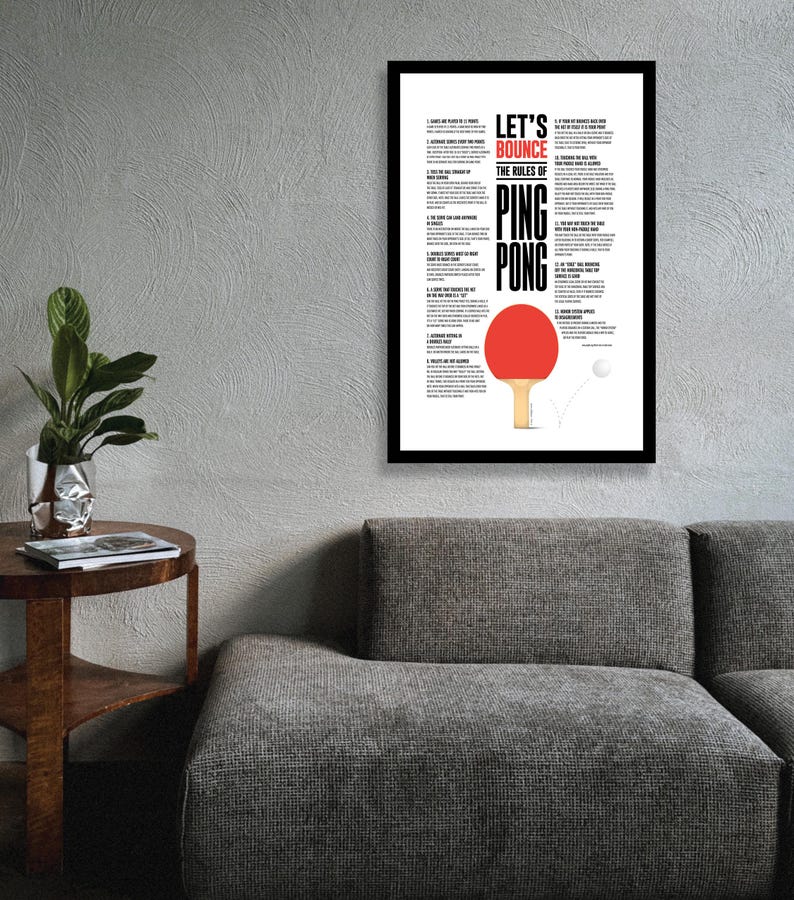Ping Pong Game Printable | Rules of Ping Pong | Digital Downloadable Art | Game Print | Wall Art ...