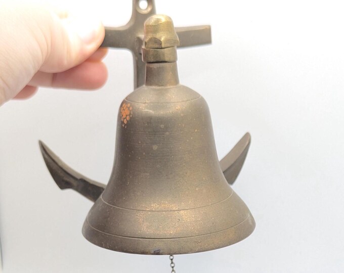 Vintage Brass Anchor Bell Wall Mounted Dinner Alert Nautical Sailor ...