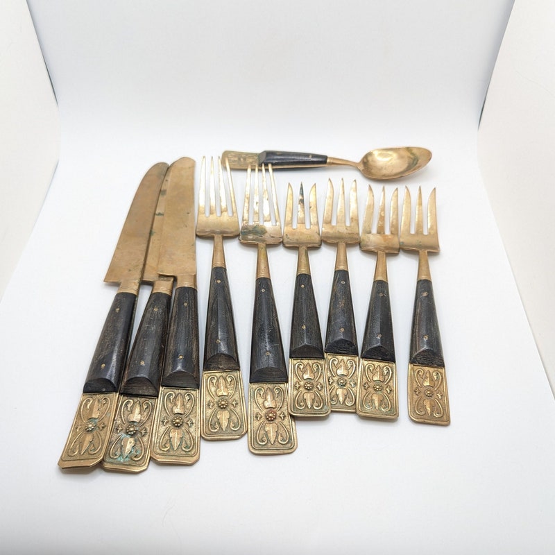 Siam Brass Wood Flatware - Etsy