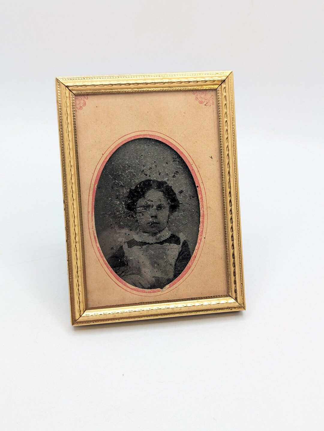 Antique Little Girl Gold Gilt Frame Photograph Black White Victorian ...