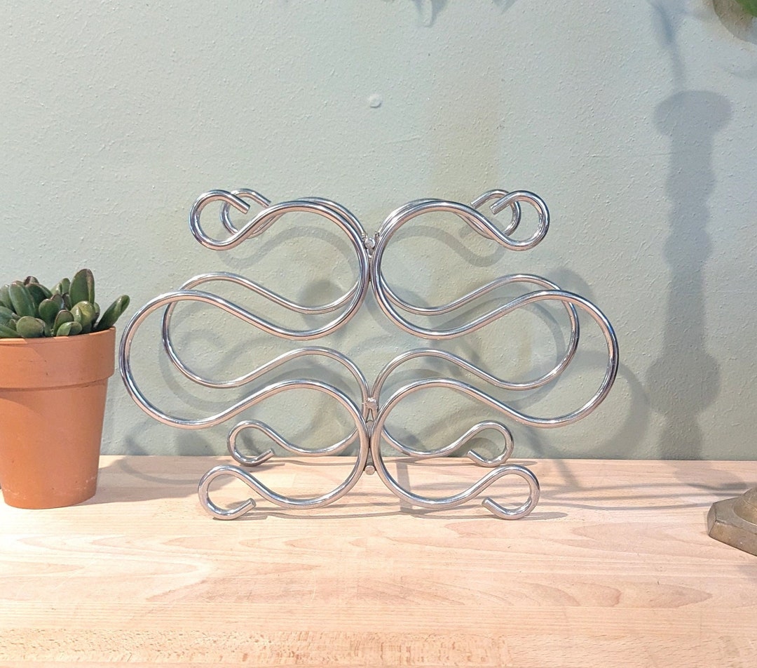 Vintage Stainless Steel 6 Wine Bottle Rack Holder Scroll Ornate Large ...