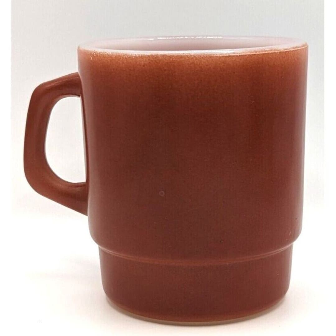Vintage Anchor Hocking Mug Fire King Stacking Coffee USA Amber Brown ...