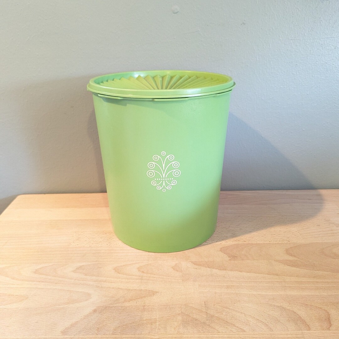 Vintage Tupperware Candy Apple Avocado Canister Sunburst Servalier MCM ...