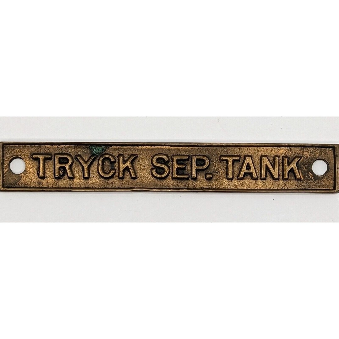 Vintage Brass Metal Plate - TRYCK SEP. TANK - Decoration Home Decor ...