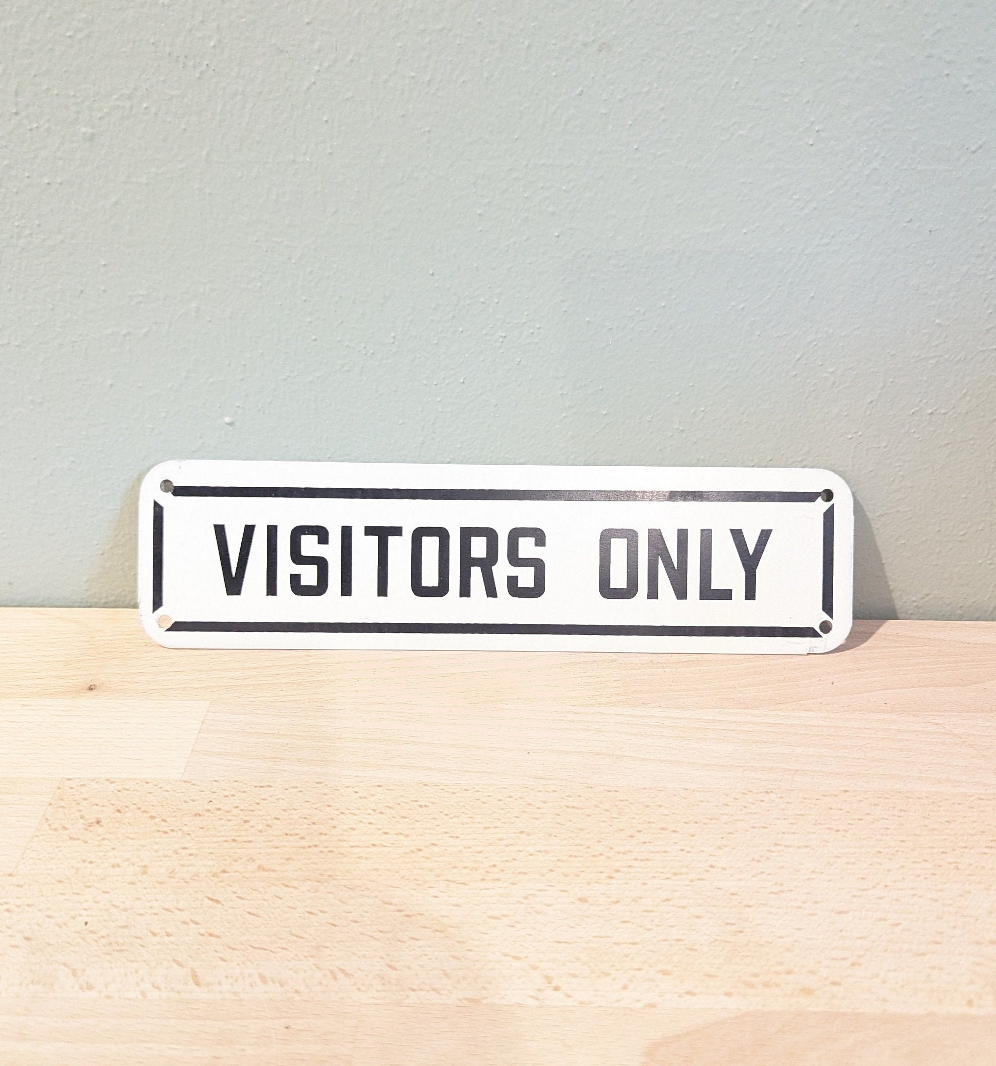 Vintage Metal Visitors Only Black White Sign Wall Art Industrial ...