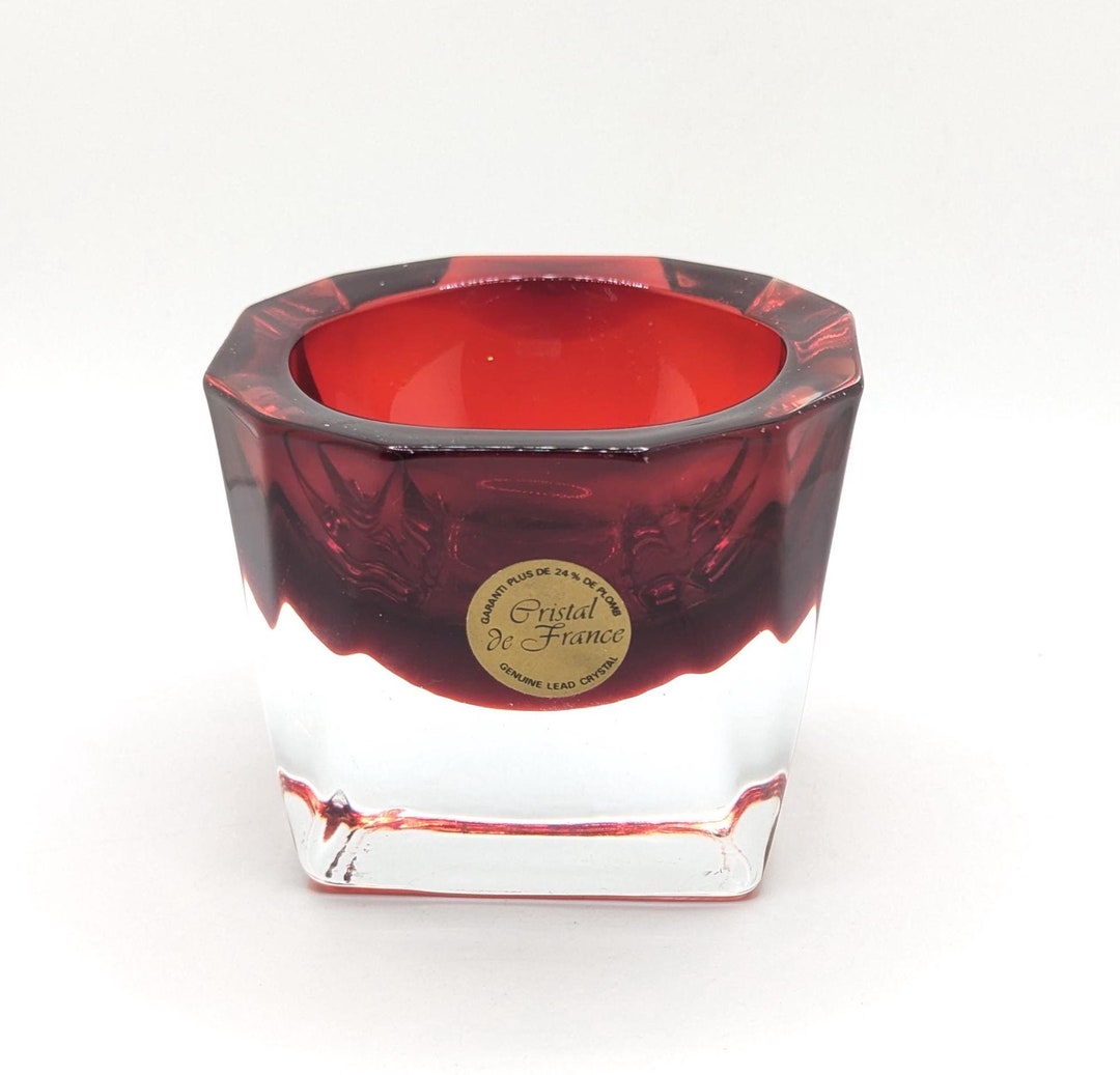 Vintage Ruby Red Cristal De France Votive Candle Holder Lead Crystal ...