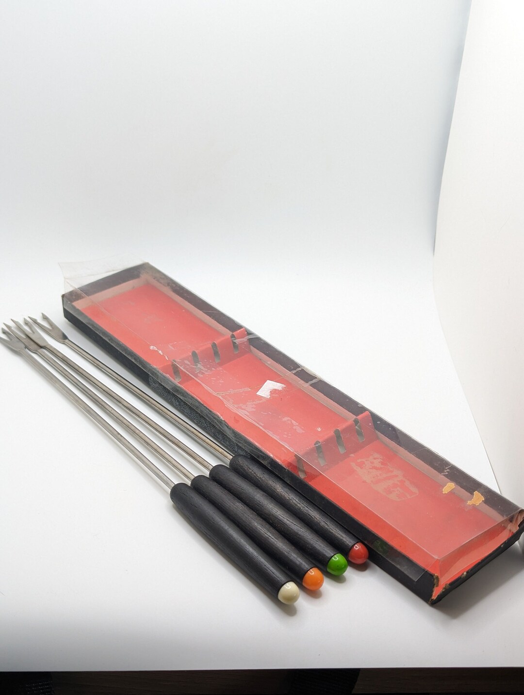 Vintage MCM Fondue Forks Japan Multicolor Original Box Housewarming ...