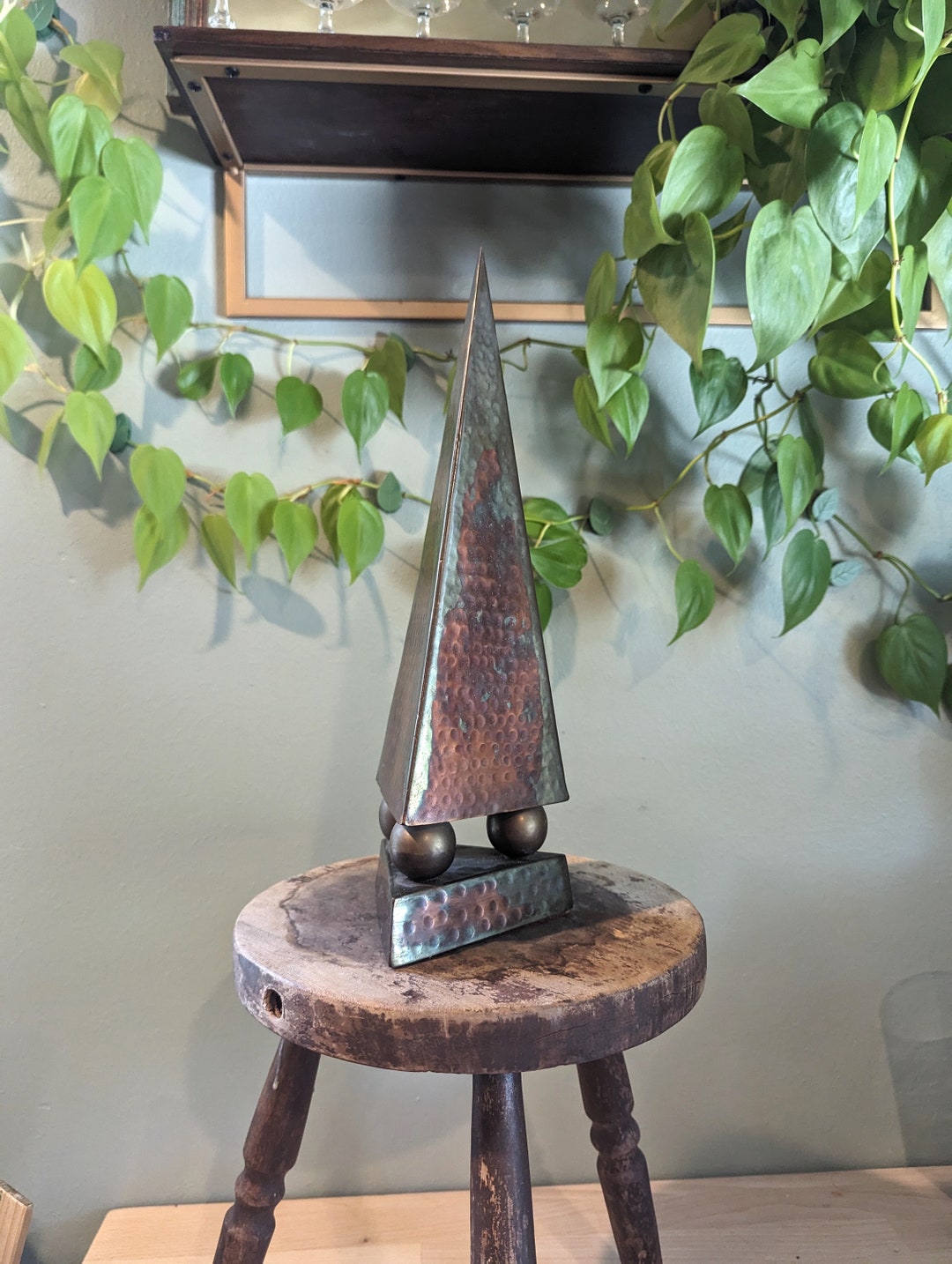 Vintage Rare Copper MCM Obelisk Pyramid Sculpture Figurine Abstract ...