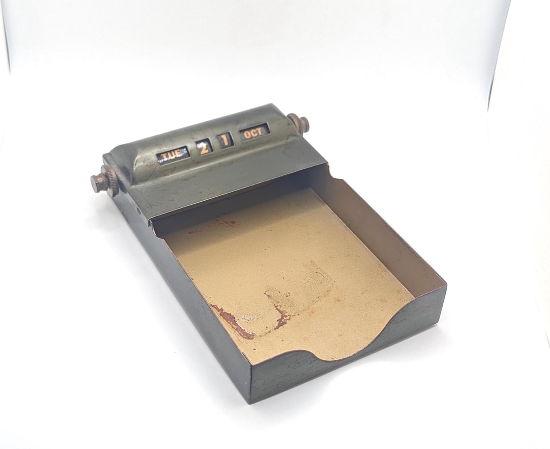 Rare Vintage Park Sherman Perpetual Calendar Brass Notepad Holder Large ...