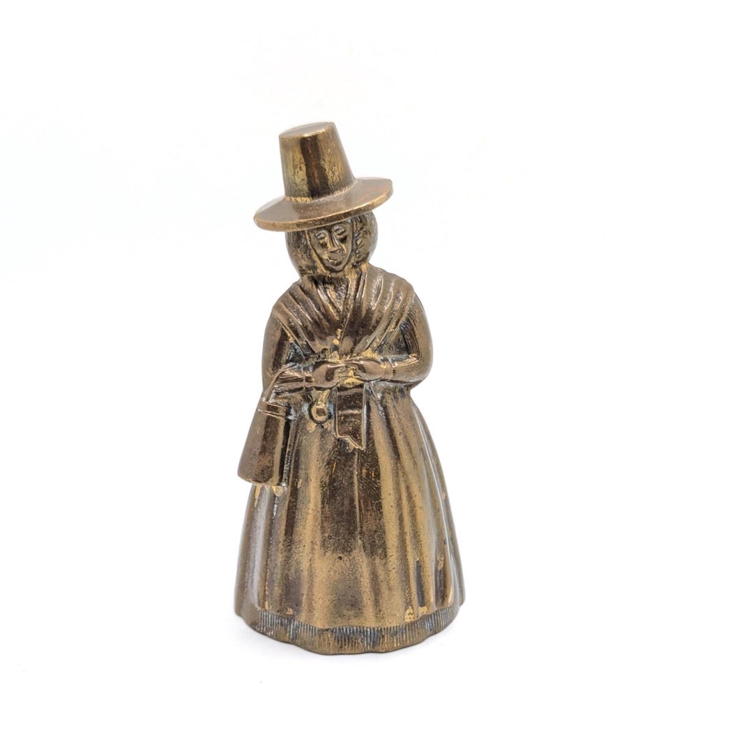 Vintage Pilgrim Brass Bell Woman Colonial Lady England Rare Figurine ...
