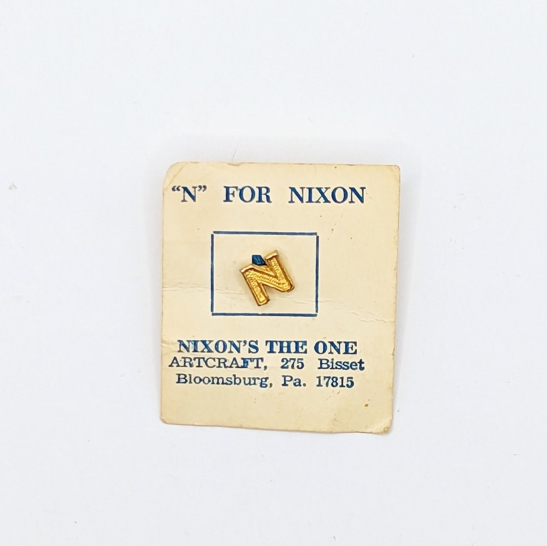 Vintage 1968 "n" for Nixon Lapel Pin - 1/4 Inch - Gold Tone, Nixon's ...