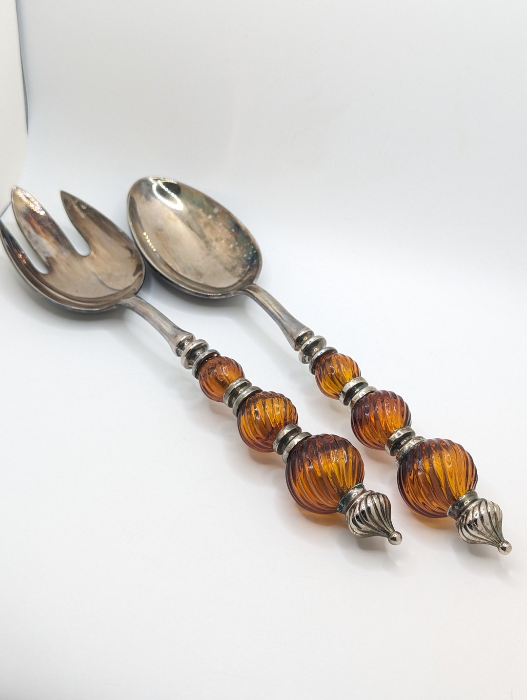Vintage Godinger Silver Plated Serving Utensils Matching Set Amber ...