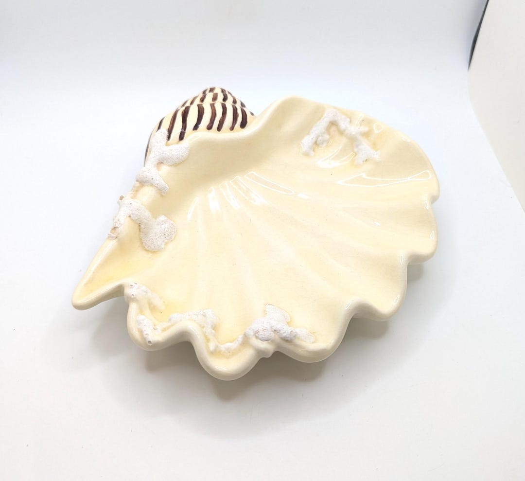 Vintage Ceramic Seashell Soap Dish Ocean Beach Bathroom Decor Shell ...