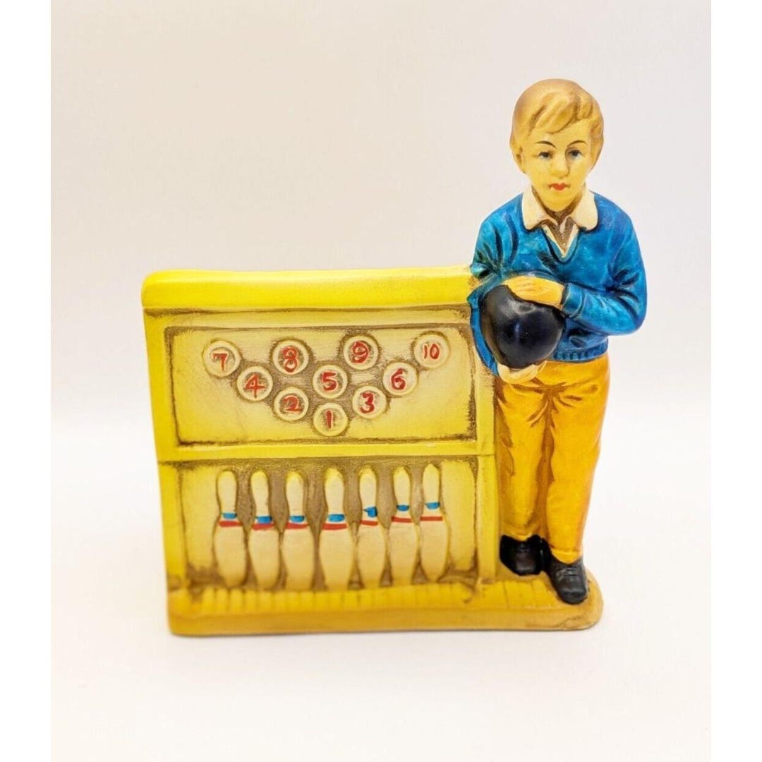 Rare Vintage 1950s Mid Century Bowling Man Planter Container Pins Ball ...