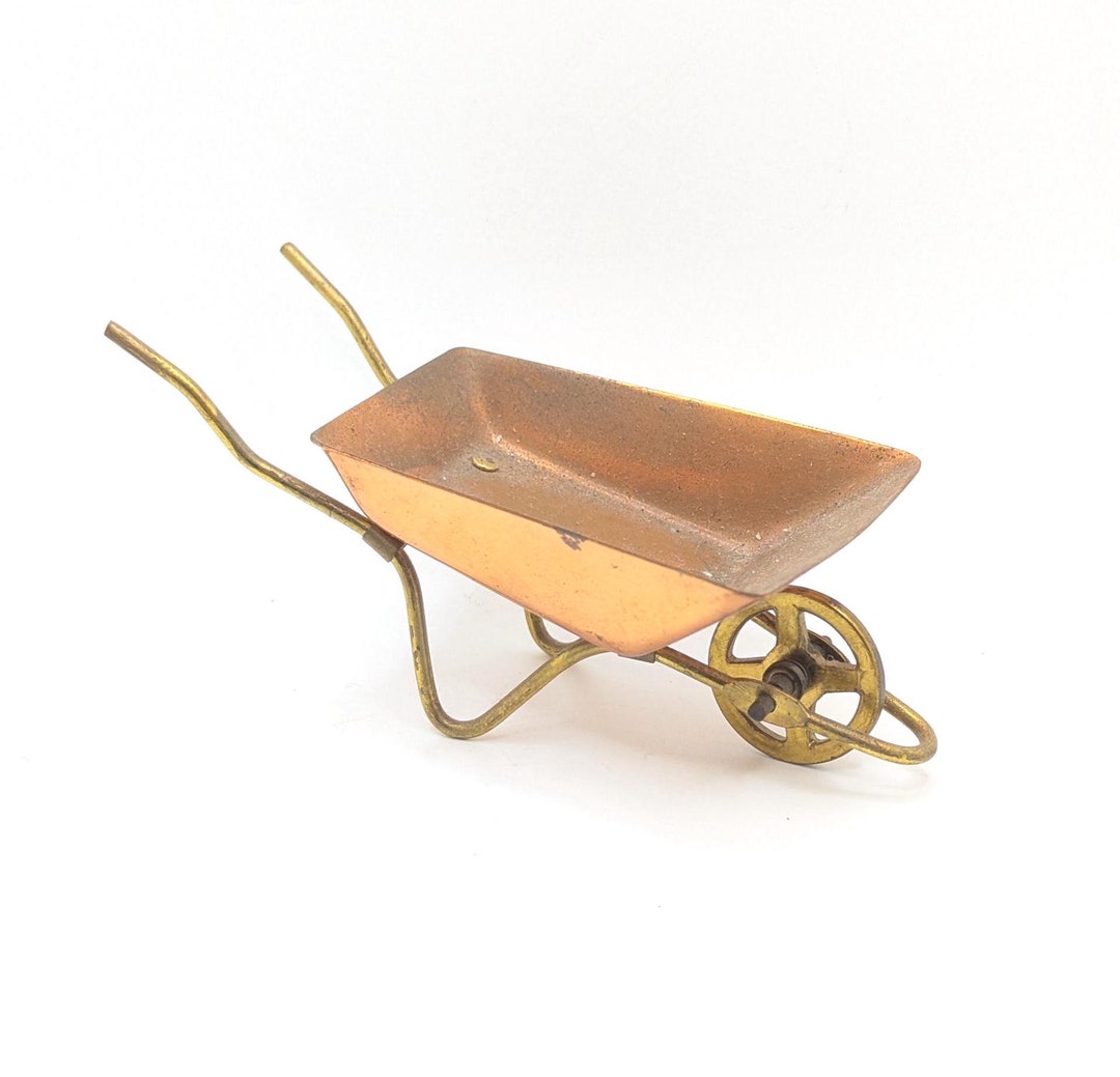 Vintage Small Wheelbarrow Copper Brass Articulating England Sculpture ...