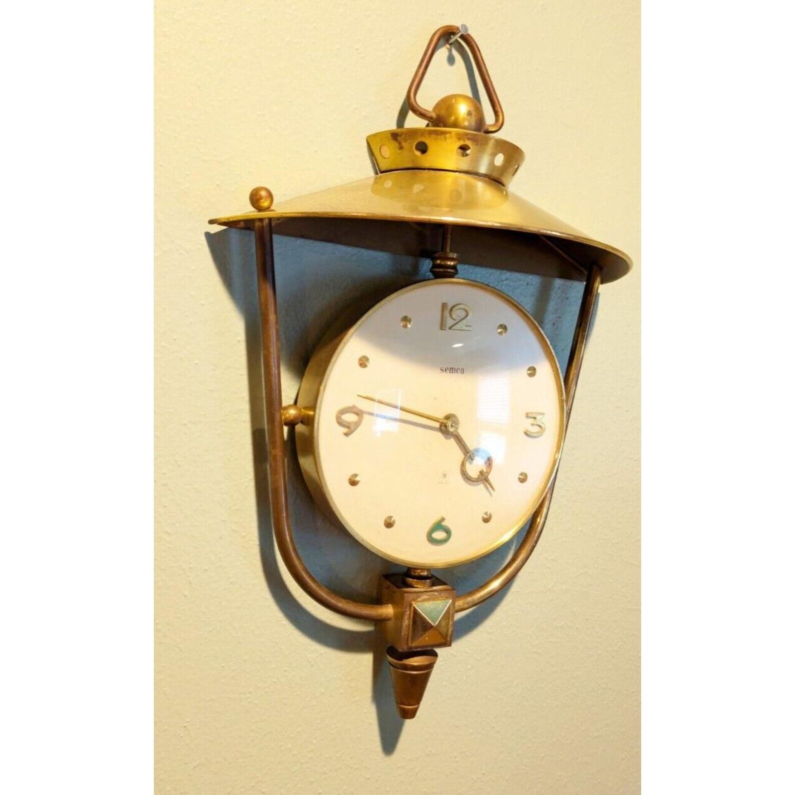 Vintage Mid Century Semca Solid Brass Swiss Manual Wall Clock Decor ...