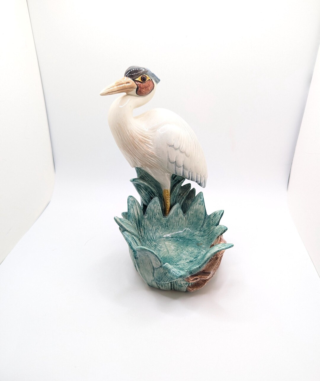 Rare Vintage Fitz and Floyd Porcelain Trinket Holder Egret Bird ...
