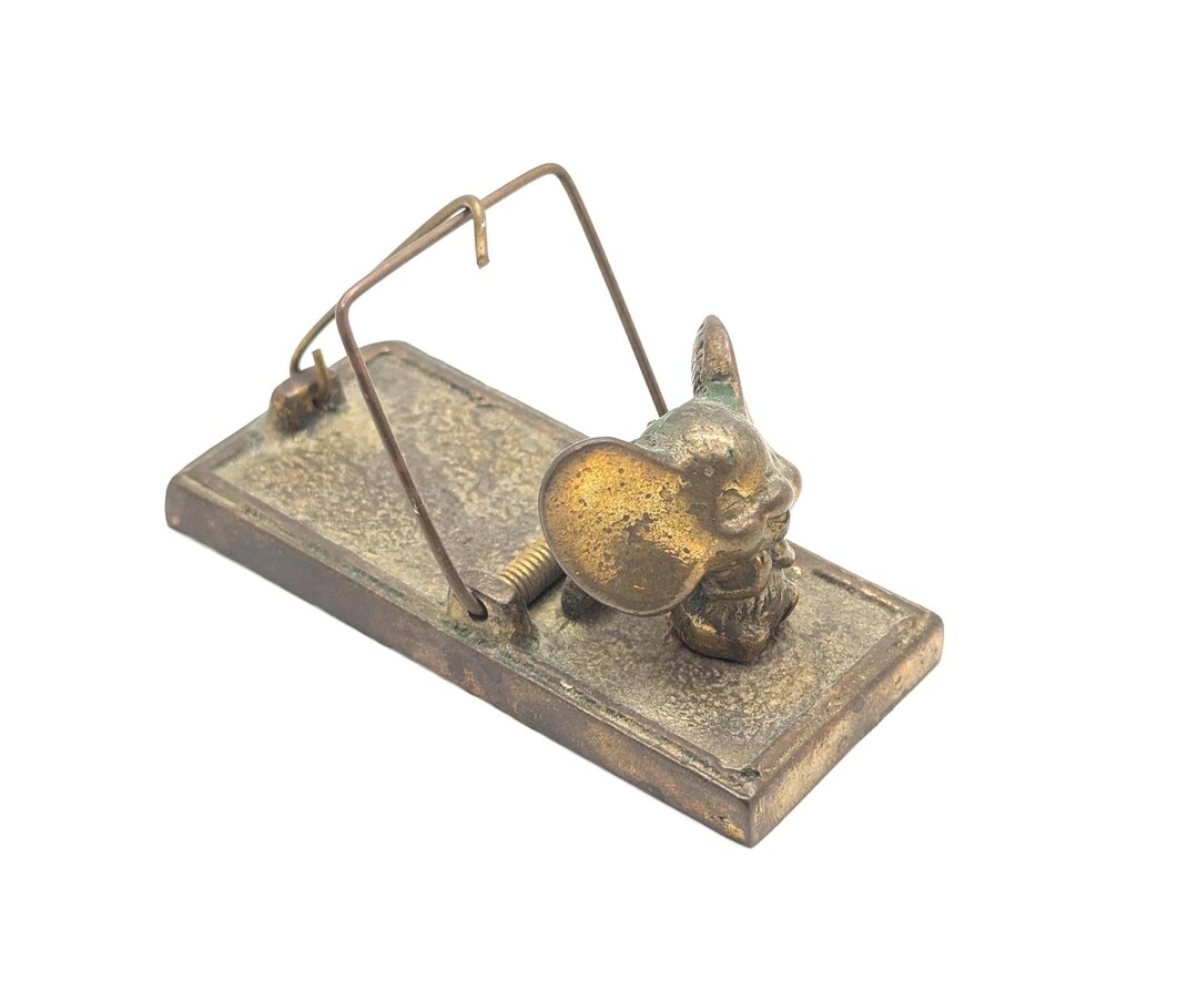 Vintage Brass Mouse Trap Figurine Enesco 1980 Mousetrap Paperweight ...
