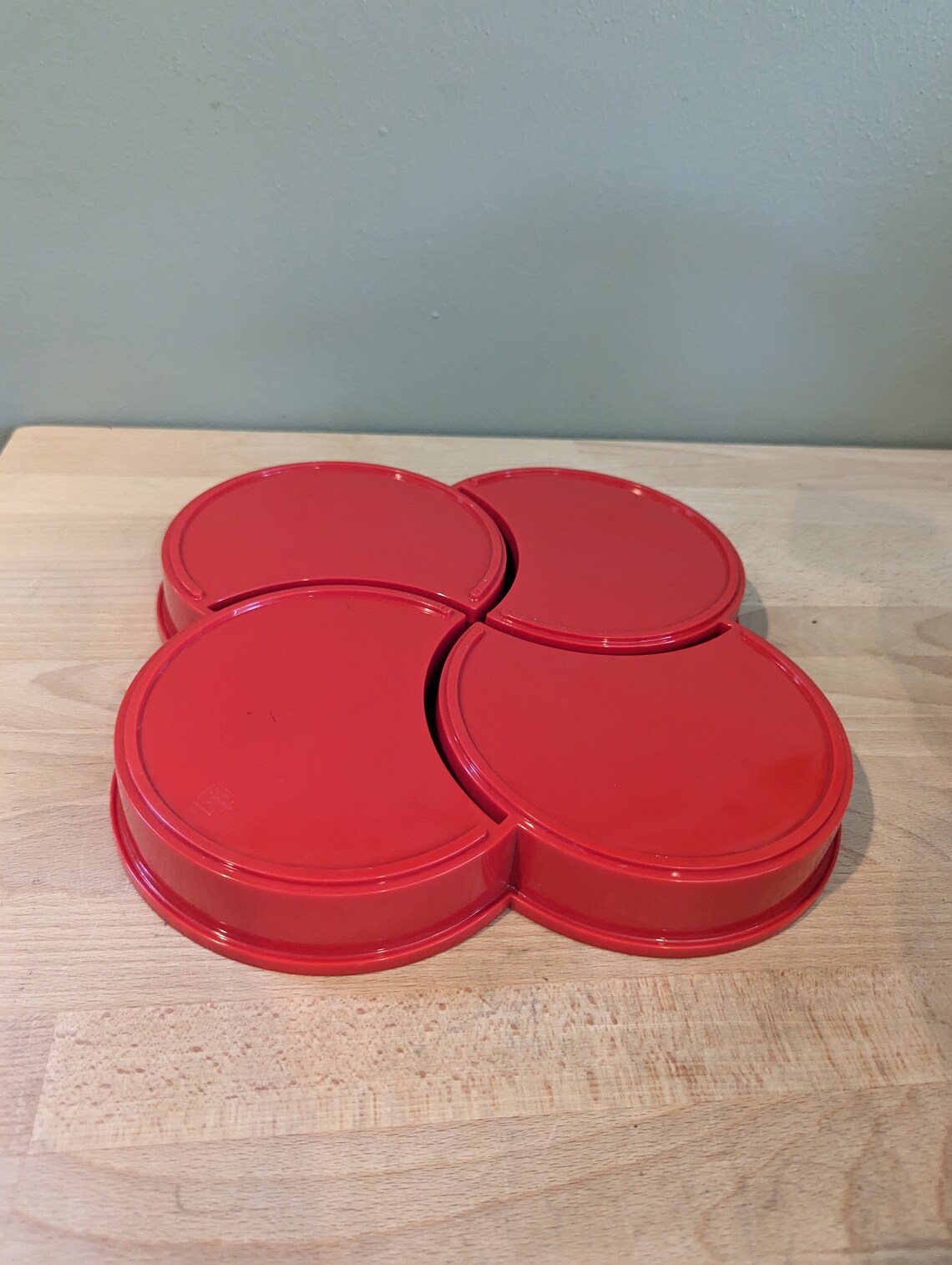 Vintage Dansk Clover Denmark Red Divided Melamine Tray MCM Rare Snack ...