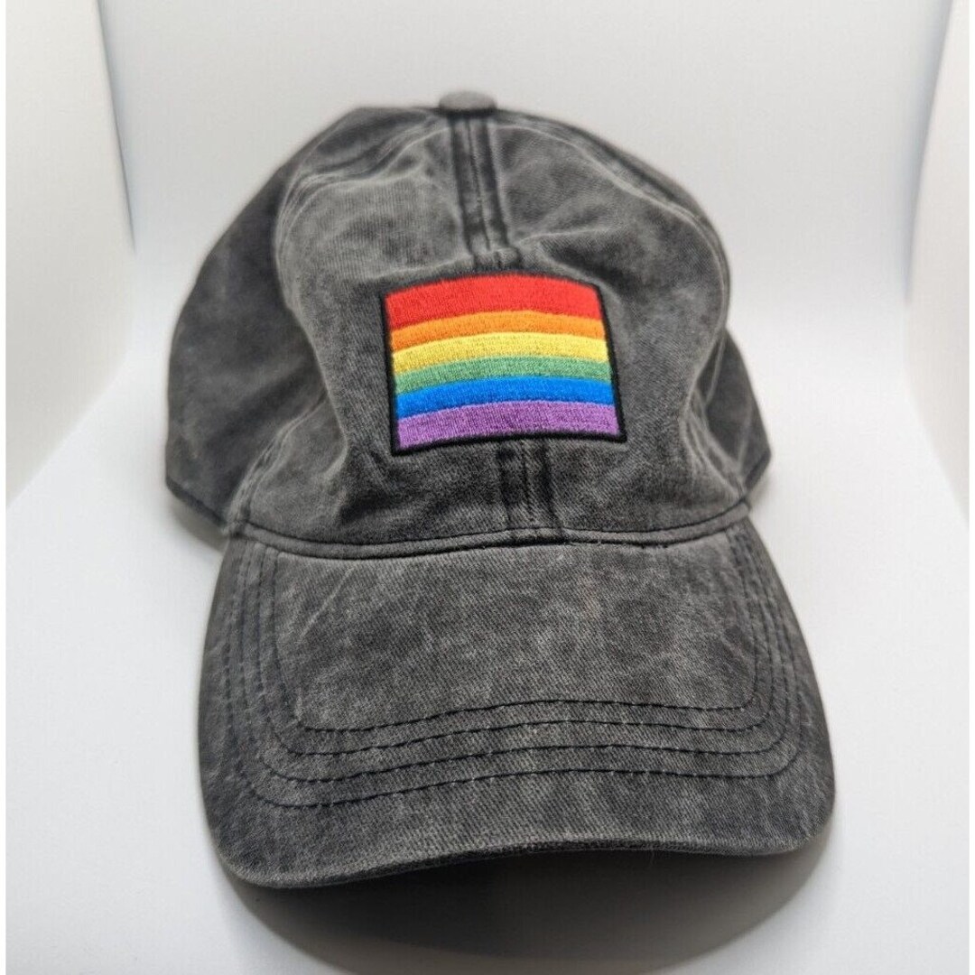 LGBTQIA Vintage Wash Hat Pride Flag Ball Cap Grey Acid Wash One Size ...