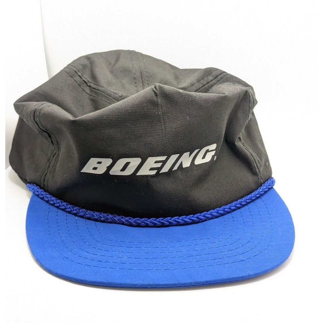 NOS Vintage Boeing Hat Airplane Plane Otto Ball Cap Blue Black ...