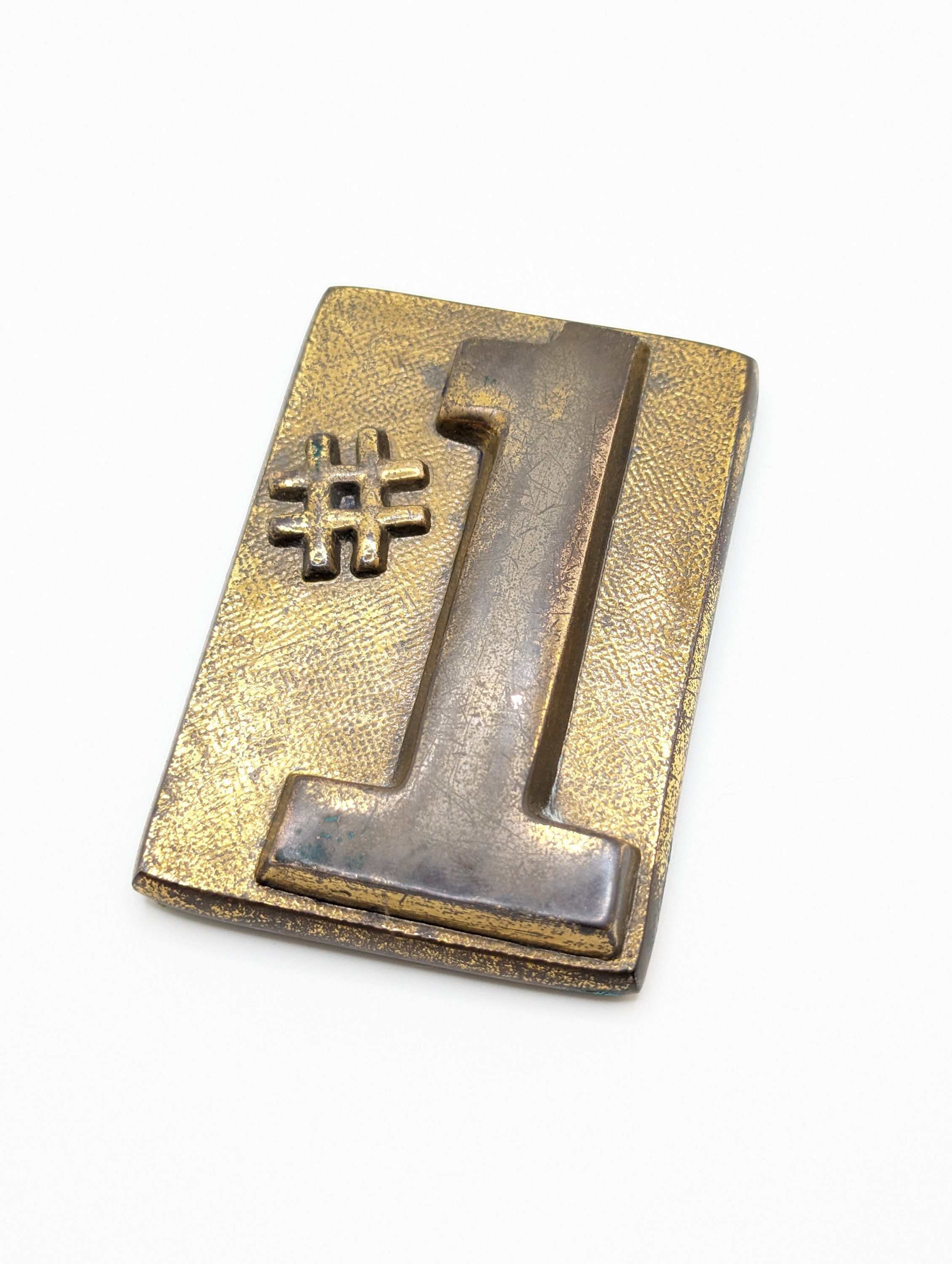 Vintage Solid Brass 1970s 1 Office Decor Boss Gift Present 70s Number ...