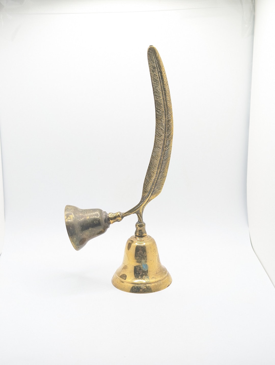 Rare Vintage Solid Brass Double Feather Bell English Handle - Etsy