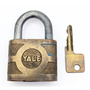Antique Eaton Yale Brass Padlock Made in USA Super Pin Tumbler With Key ...