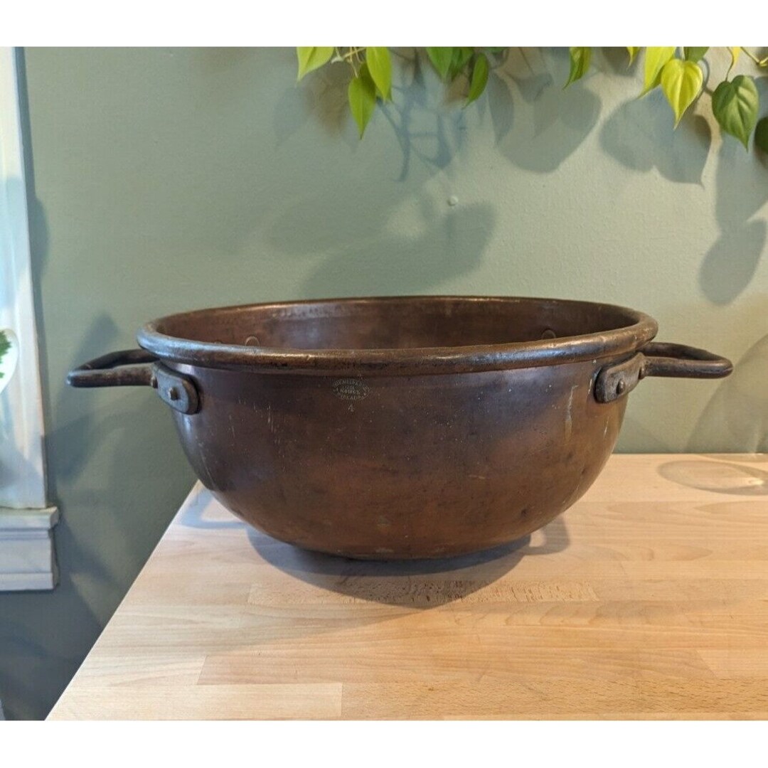 1800s Antique Handmade 19 in Copper Pot Candy Kettle Confectioners Iron ...