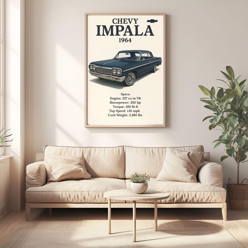 Chevy Impala Poster | Car Guy Gift for Father’s Day | Chicano Art ...