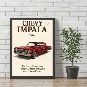 Chevy Impala Poster | Chicano Art | DIY Gift for Boyfriend | Masculine ...