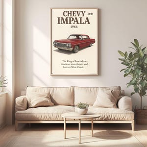 Chevy Impala Poster | Chicano Art | DIY Gift for Boyfriend | Masculine ...