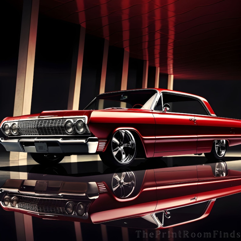 Vintage Chevy Impala Lowrider Digital Print Wallpaper Phone Background ...