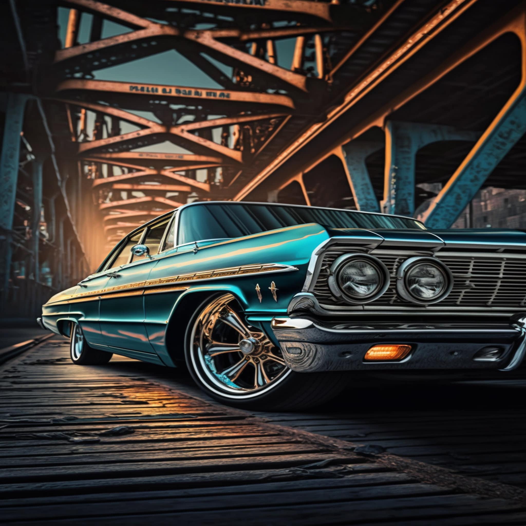 Vintage Chevy Impala Print - Urban Underpass Scene - Etsy