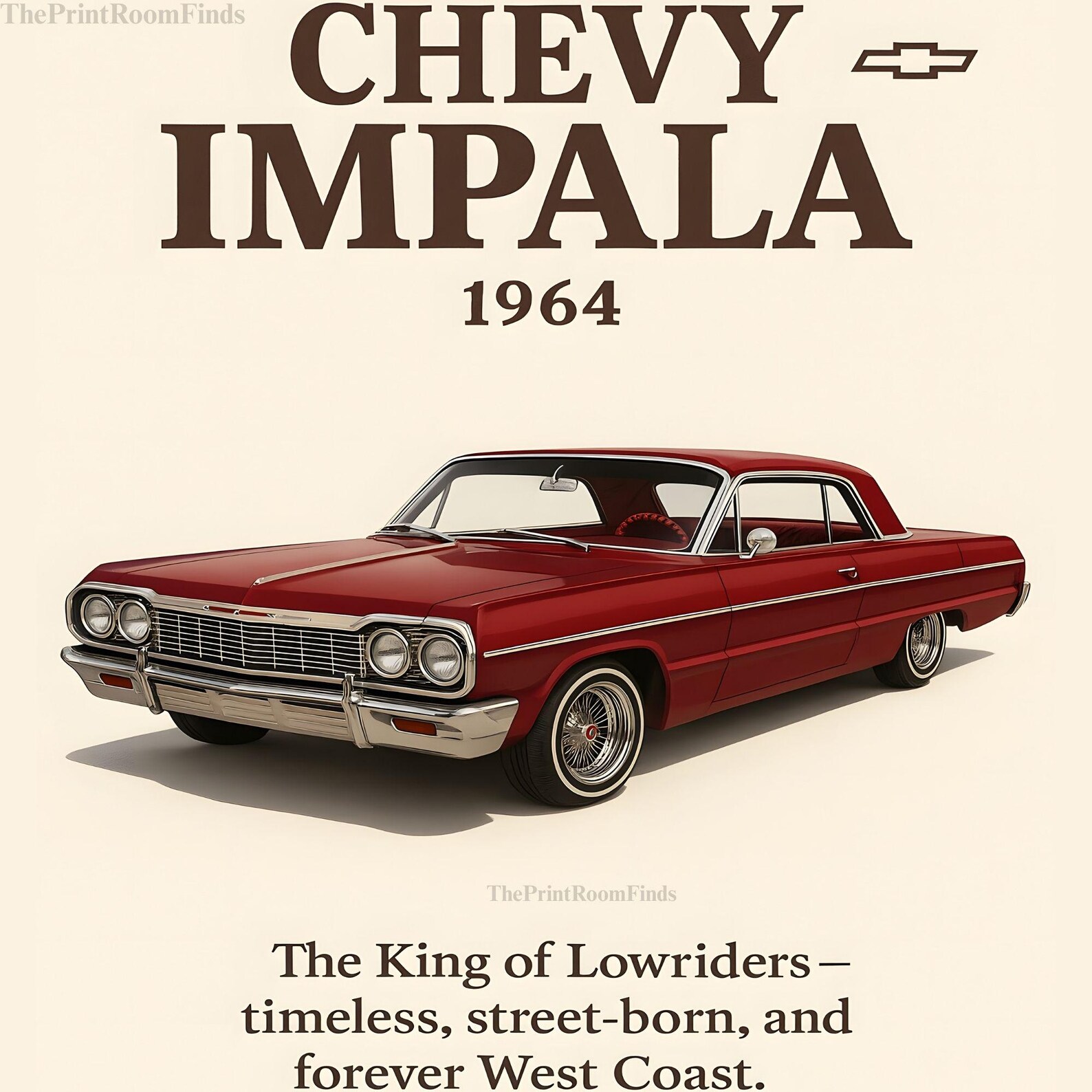 Chevy Impala Poster | Chicano Art | DIY Gift for Boyfriend | Masculine ...