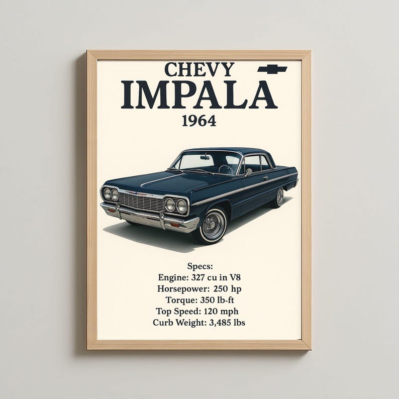 Chevy Impala Poster | Car Guy Gift for Father’s Day | Chicano Art ...