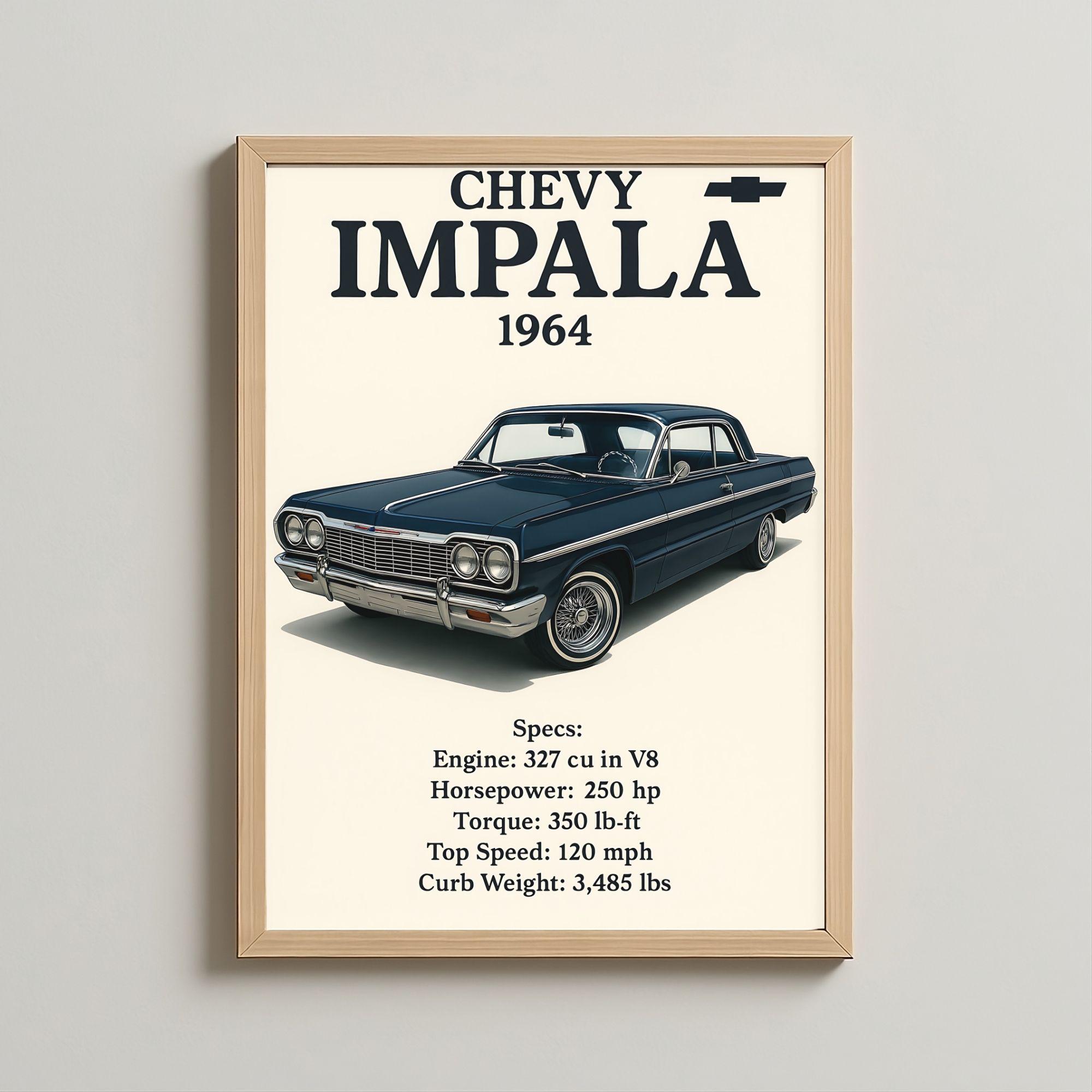 Chevy Impala Poster | Car Guy Gift for Father’s Day | Chicano Art ...