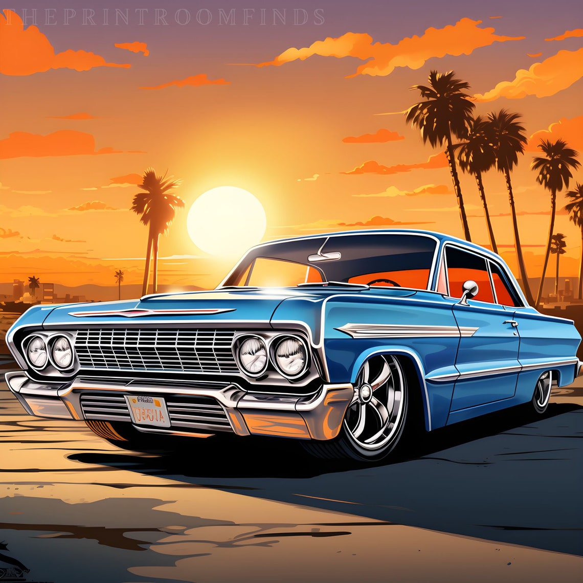 1963 1964 Chevrolet Impala Lowrider Car Wall Art | Poster Printable ...